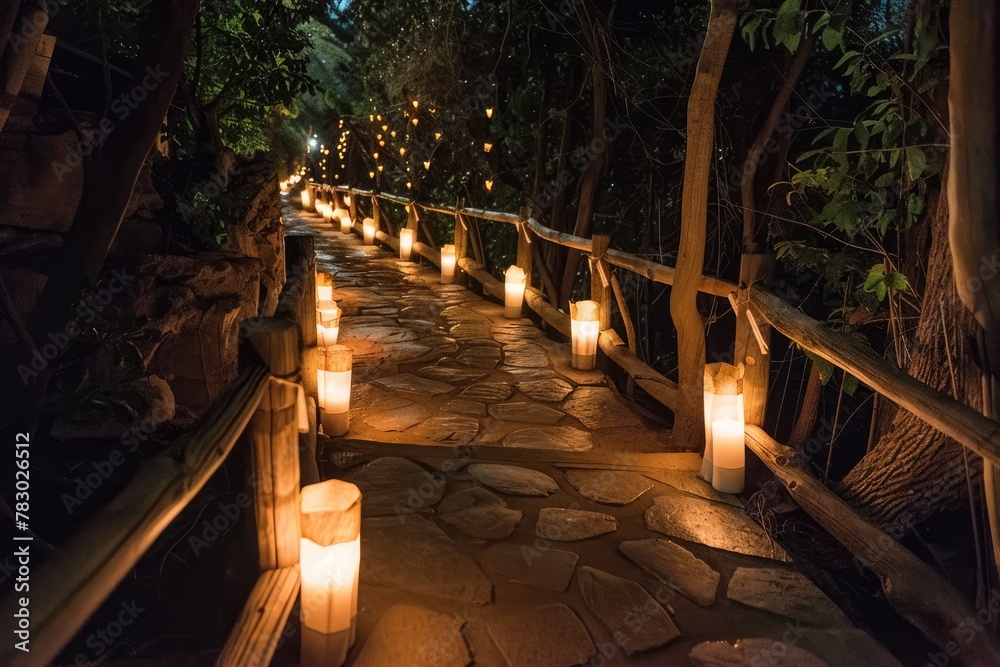 Candlelit path leading to a mysterious destination adventurous night ...
