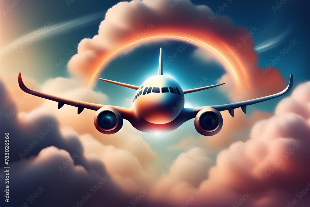 airplane in sky doing loop through a cloud shaped infinit symbol. Stock ...