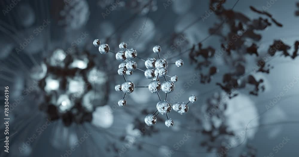 Carbidopa rotating molecular 3d structure ball-and-stick model, looped ...