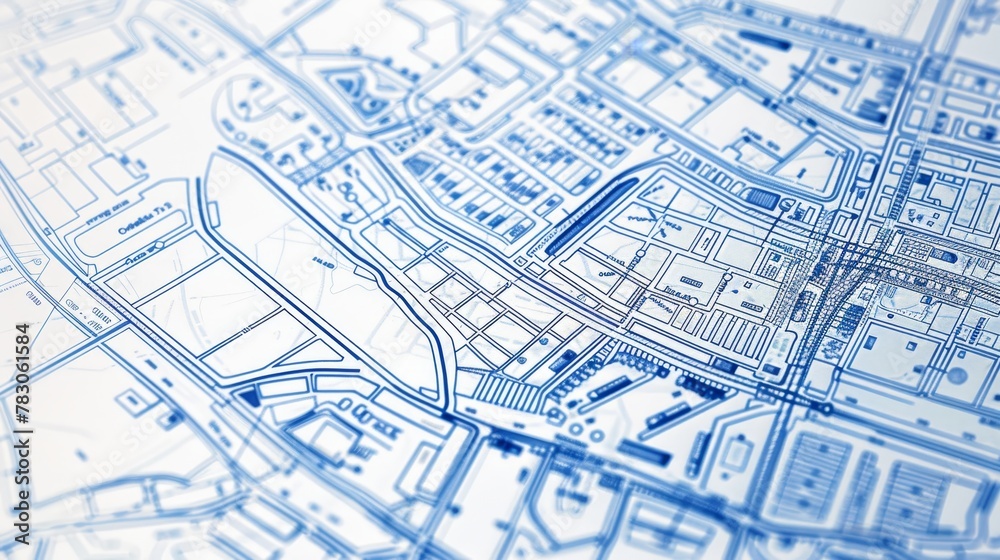 Comprehensive urban planning blueprint city zoning, transport routes ...