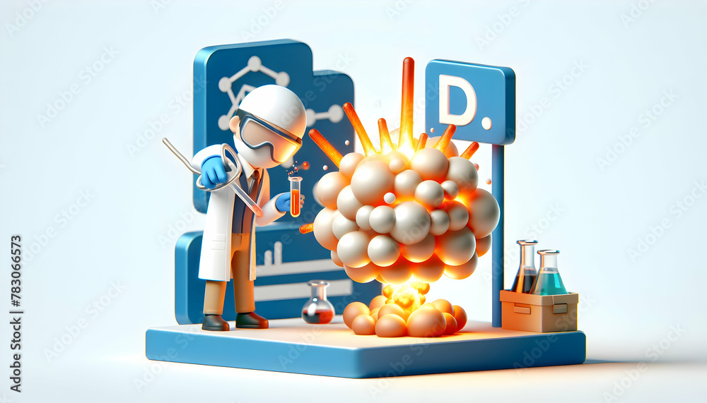 3D Icon: Chemist Demonstrating Explosive Reaction for Educational ...