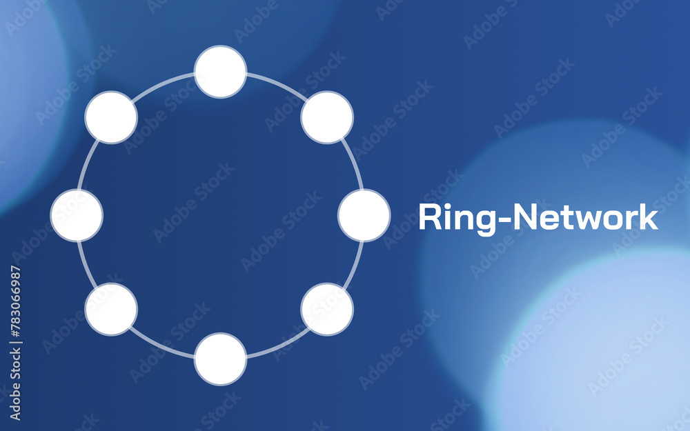 illustrated Ring-Topology and Ring-Network lettering in front of a blue ...