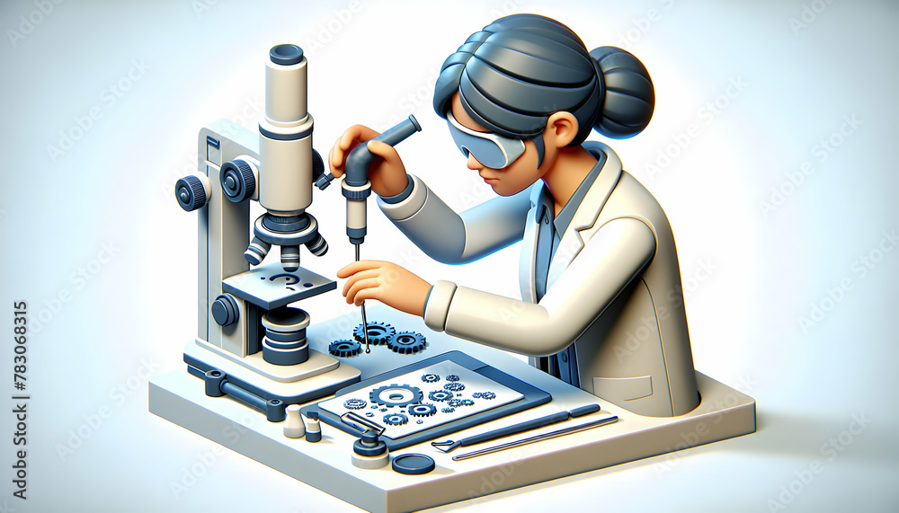 Professional scientist adjusting precision instrument in laboratory ...