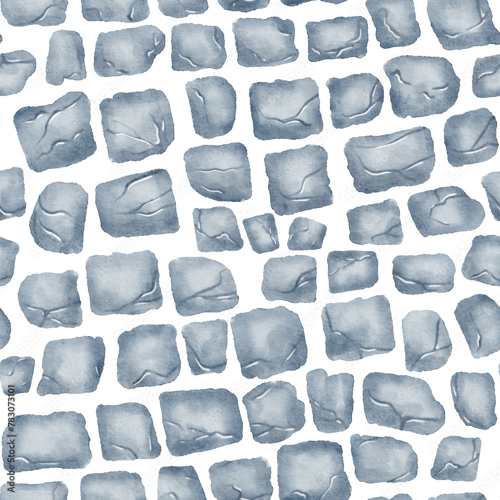 Seamless pattern of street paving stones. Watercolor illustration .Gray ...