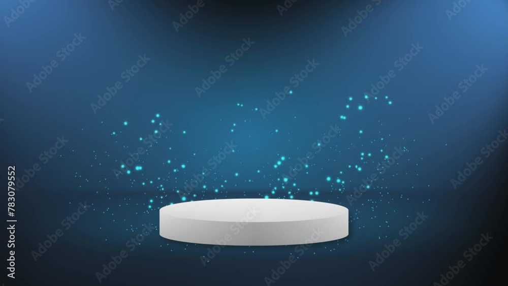 Product display animation with blue neon glowing particles. Studio ...