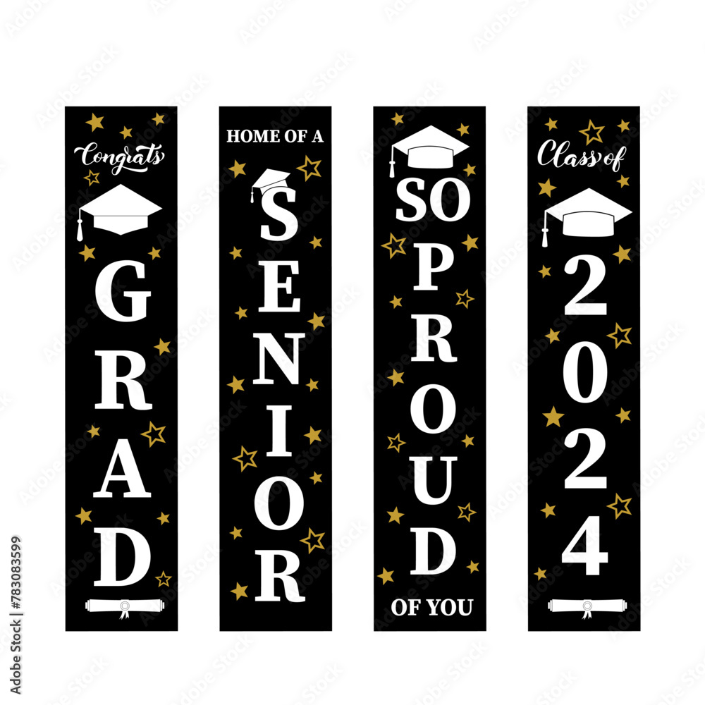 Graduation vertical signs. Graduates class of 2024. Grad party ...