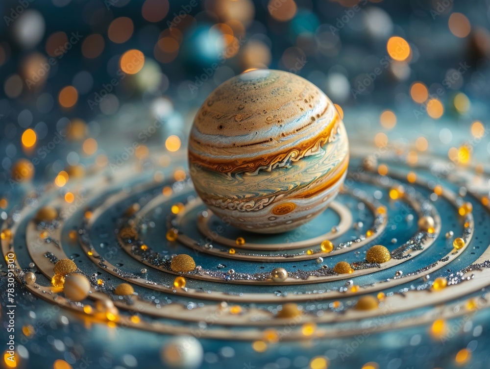 Planets and celestial bodies illustrated through educational models ...