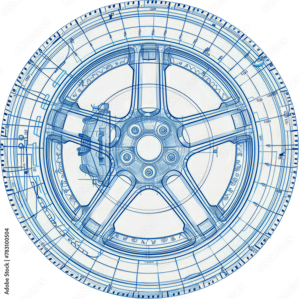 Blueprint of a car tire cut out png on transparent background Stock ...