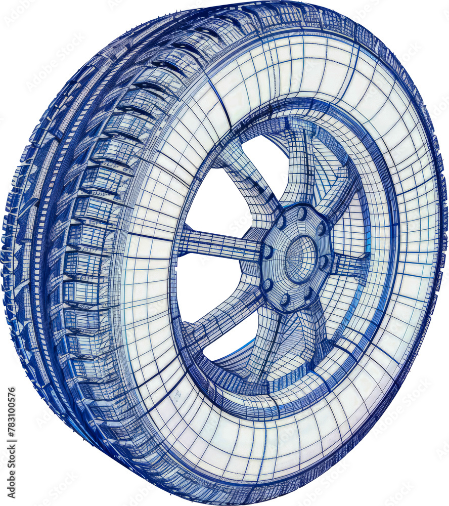 Blueprint of a car tire cut out png on transparent background Stock ...