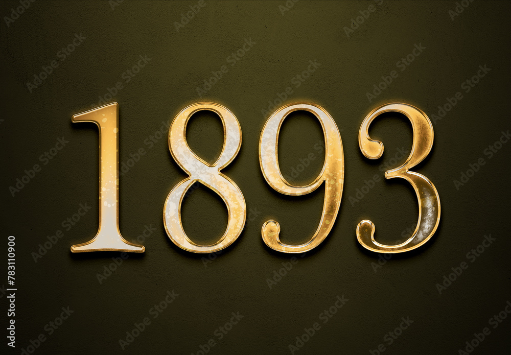 Old gold effect of 1893 number with 3D glossy style Mockup. Stock ...