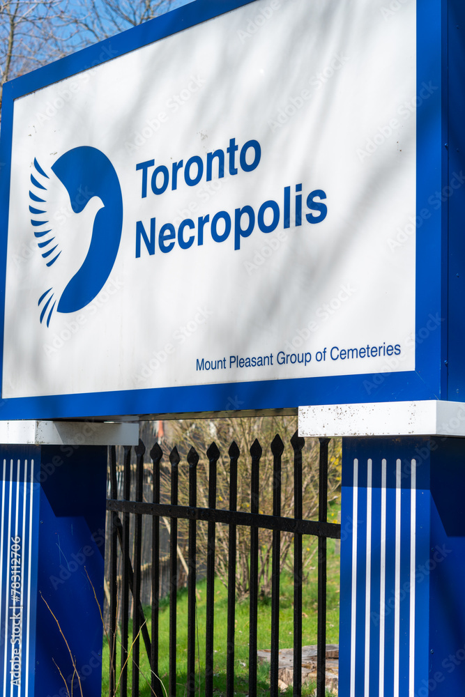 sign outside Toronto Necropolis located at 200 Winchester Street in ...