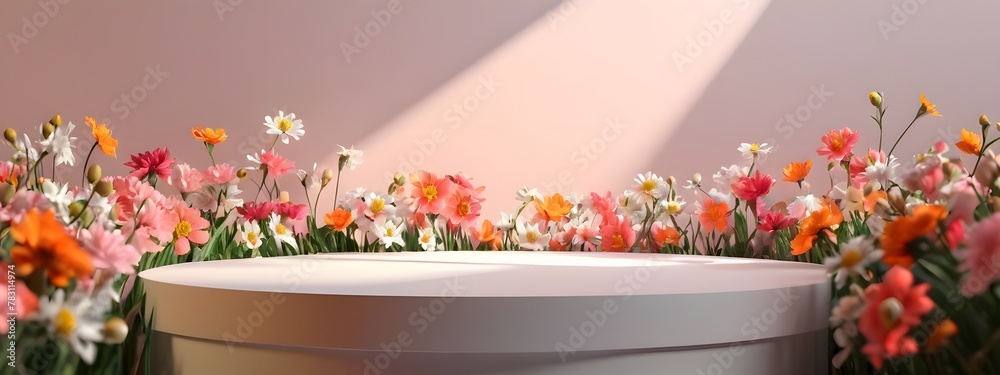 Background podium spring flower product. Podium stand background scene ...