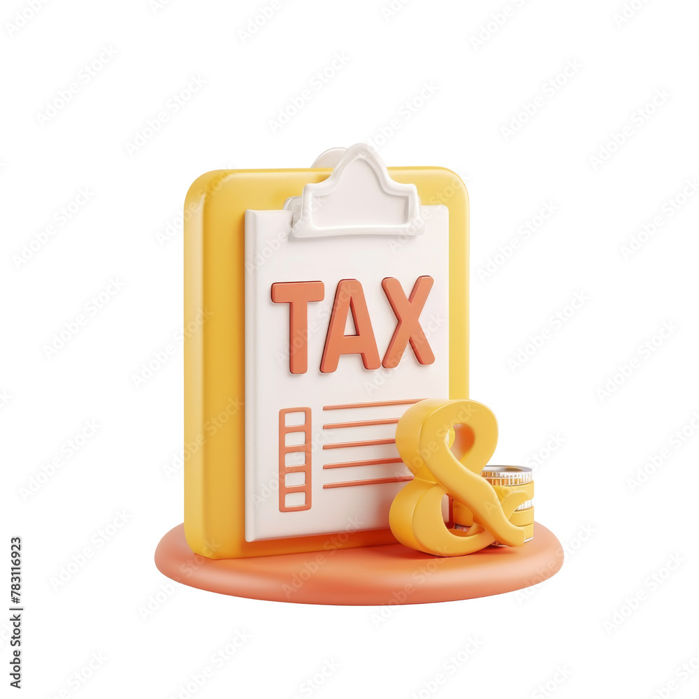 Stylized 3D Illustration of Tax Document Clipboard with Section Symbol ...