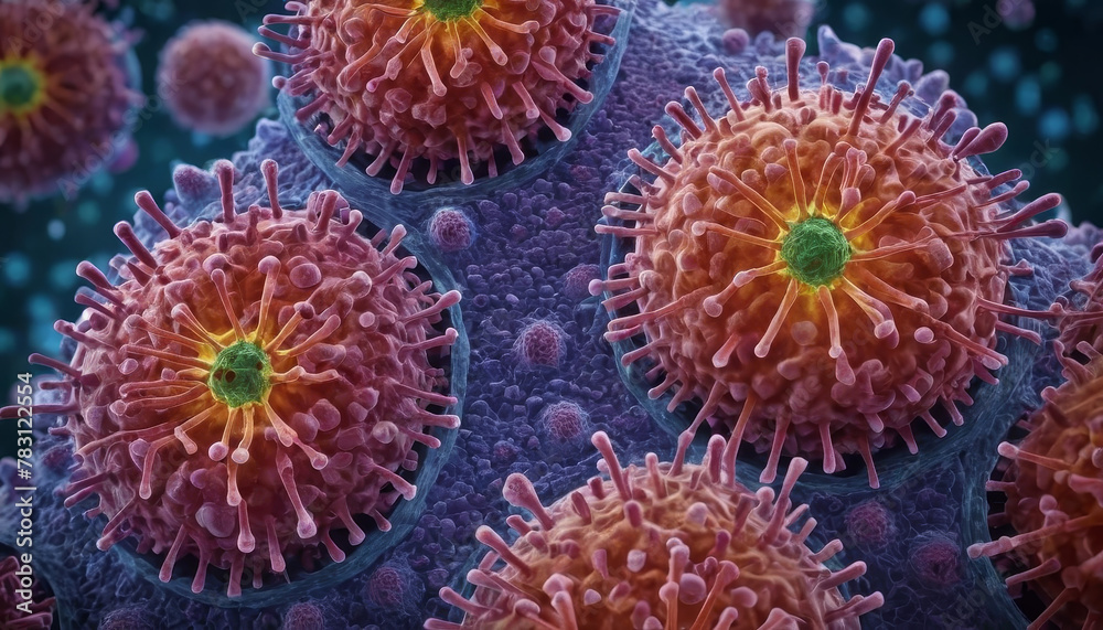 Pink and yellow corona molecules grouped together. Kruplin plan caroni ...