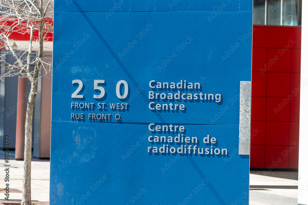 sign at the Canadian Broadcasting Centre (entrance at 250 Front Street ...