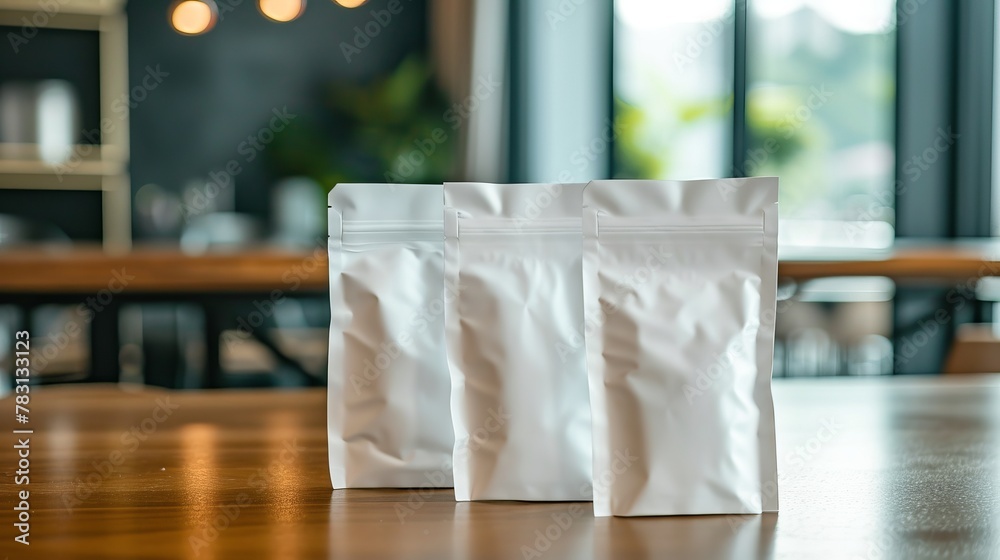 White plain empty food bags for your lettering and product advertising ...