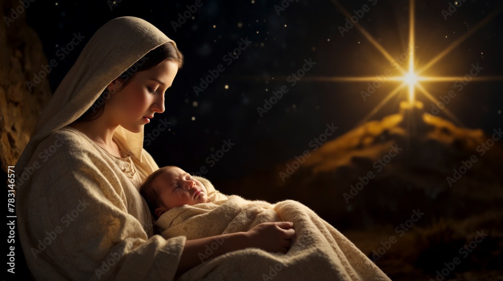 Holy Nativity of Christ: The Star of Bethlehem Shining down on the ...