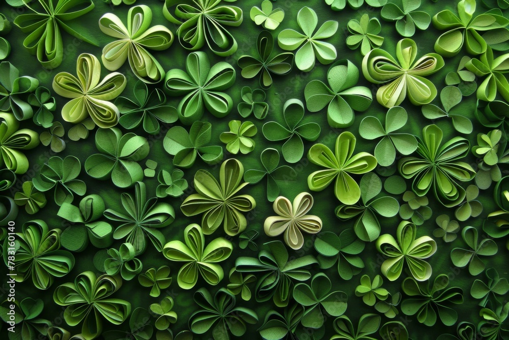 coiled paper shamrocks create a stunning, artistic pattern, showcasing ... coiled paper shamrocks create a stunning, artistic pattern, showcasing ...