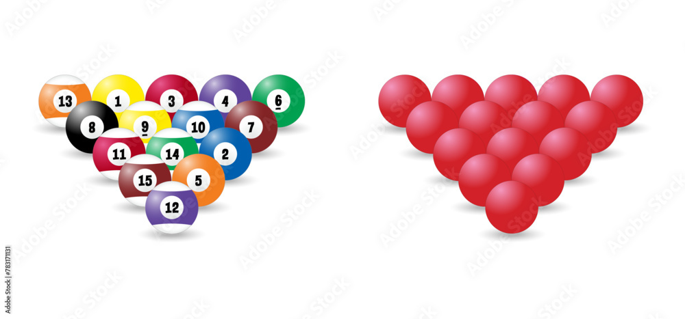 Billiard balls for billiard triangle. Billiard table or snooker table ...