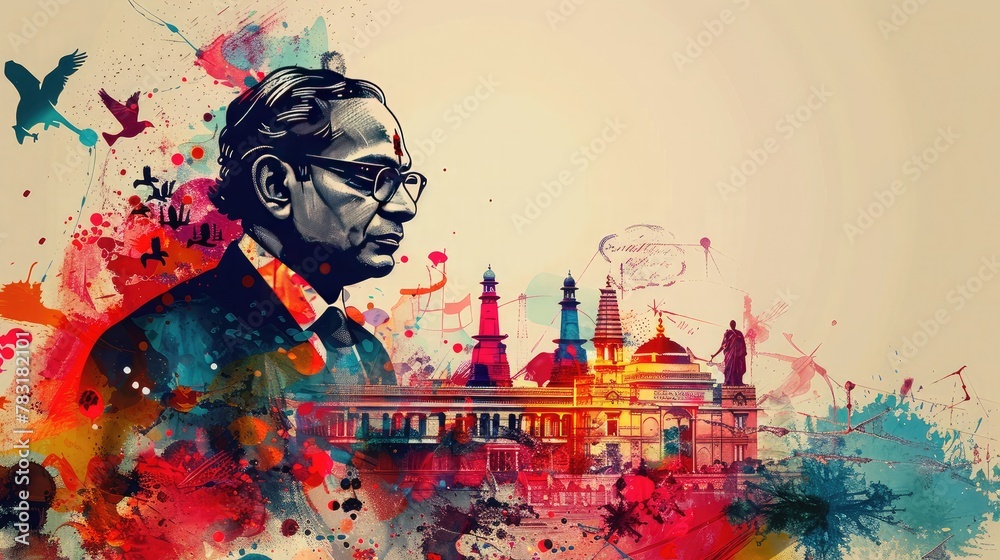 banner background National Ambedkar Jayanti Day theme, and wide copy ...