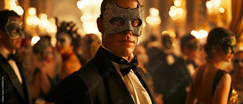 Undercover operative, in disguise at a lavish masquerade ball ...