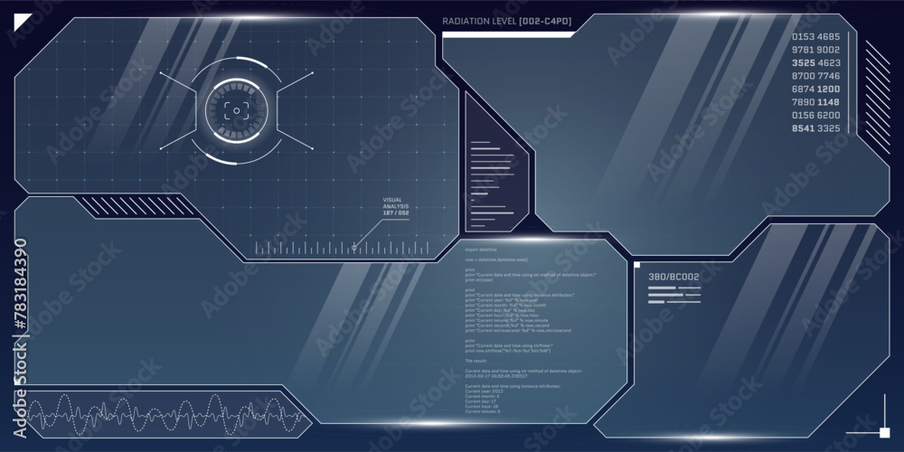 VR HUD futuristic control panel set. Technology head up display target ...