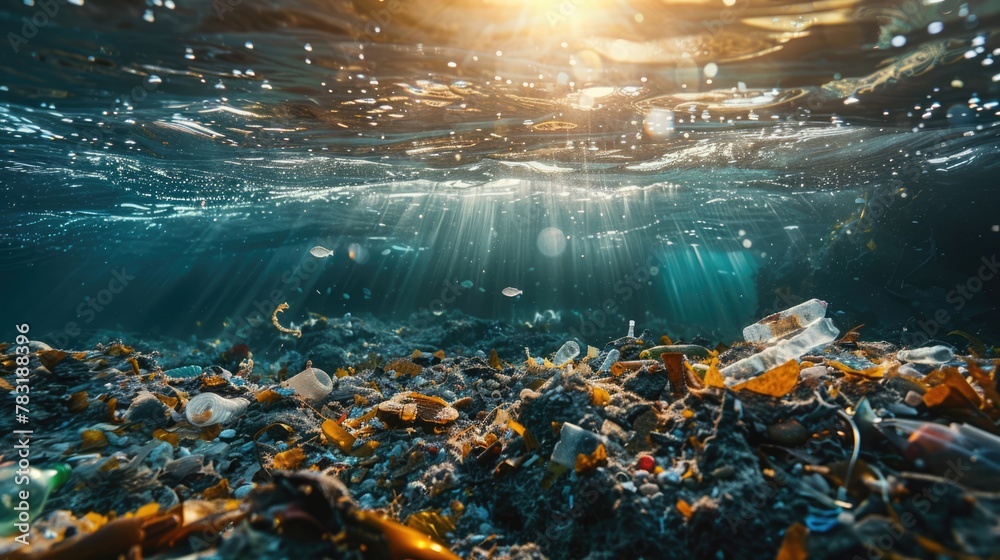 Underwater Plastic Pollution: Garbage Shines in Ocean, an Environmental ...