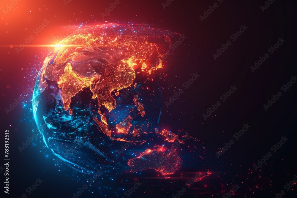 Luminous Earth showcasing network hotspots - a radiant display of ...