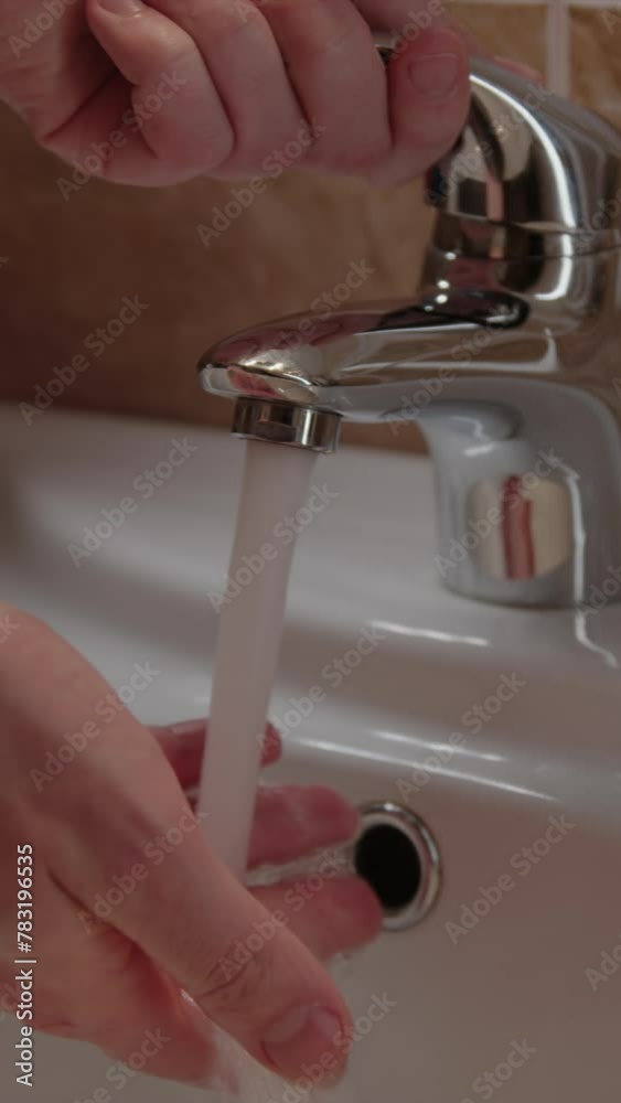 Personal hygiene washing hands close up vertical video. With each ...