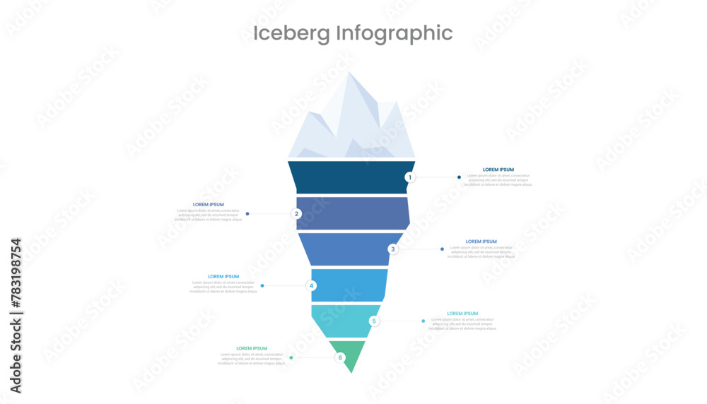 Iceberg model infographic presentation slide template with 6 steps ...