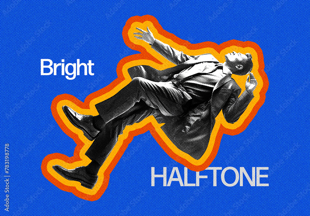 Colorful Halftone Collage Photo Effect Mockup Stock Template | Adobe Stock