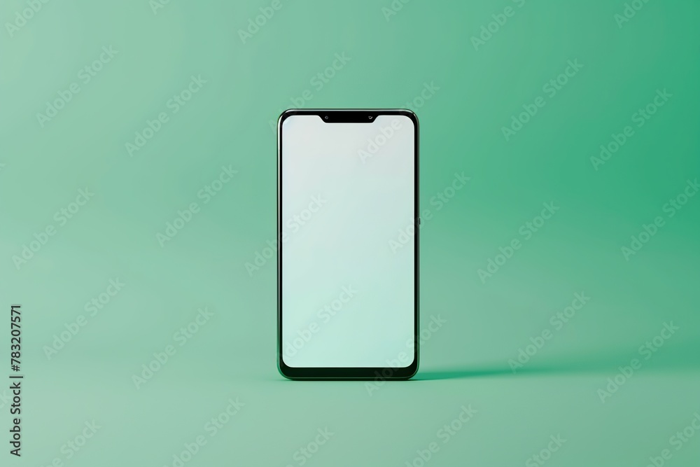 Phone with vertical white screen isolated green background. Mock Up ...