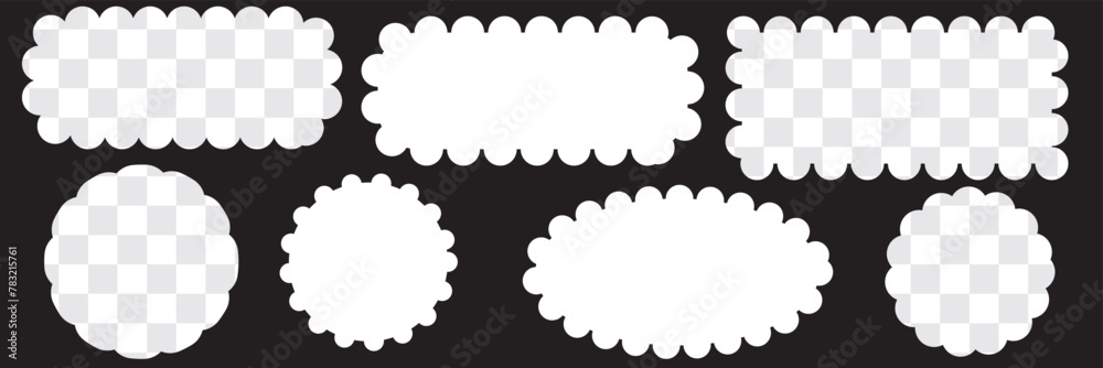 Scalloped edge border silhouette shapes, wavy borders isolated on white ...