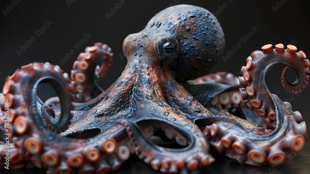 Detailed octopus sculpture with textured skin - Intricately designed ...