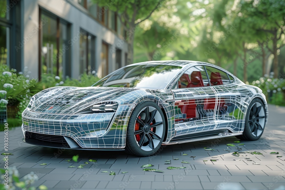 Cutaway illustration of an EV car revealing its module and battery pack ...