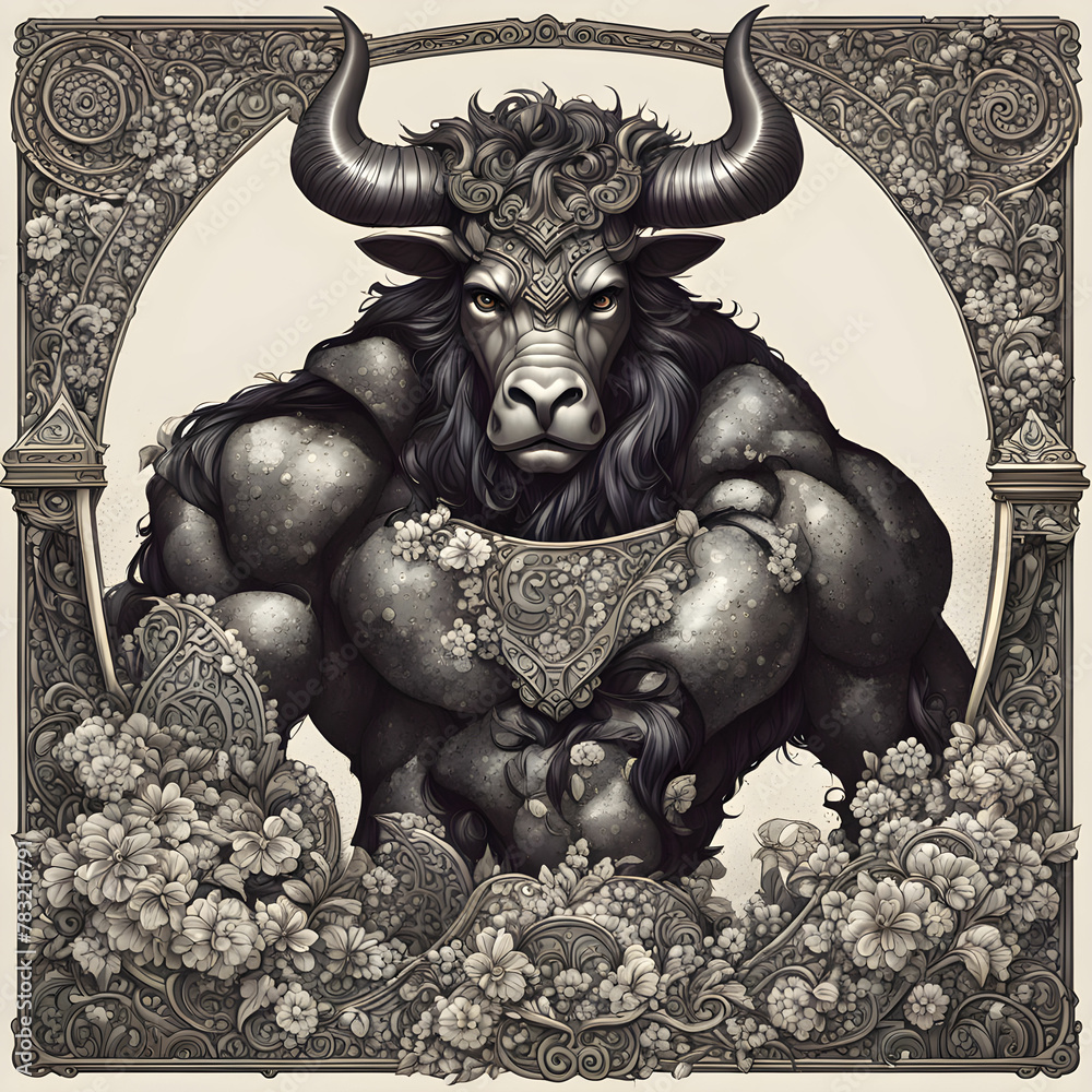 The ancient Greek mythological Minotaur is a half-man, half-beast ...