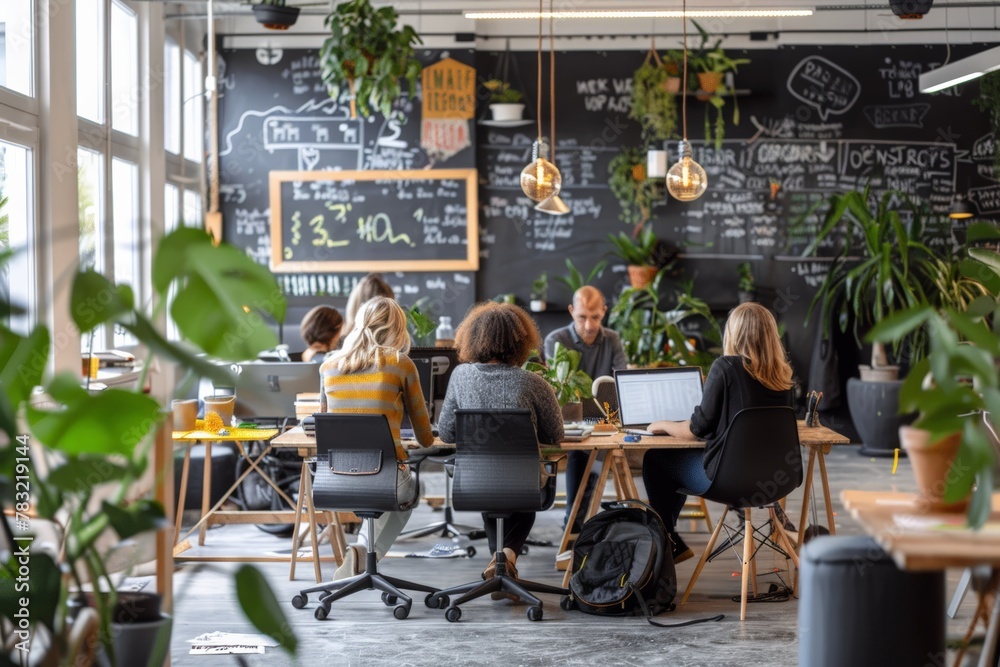 Interior design team brainstorming session, Casual work environment ...