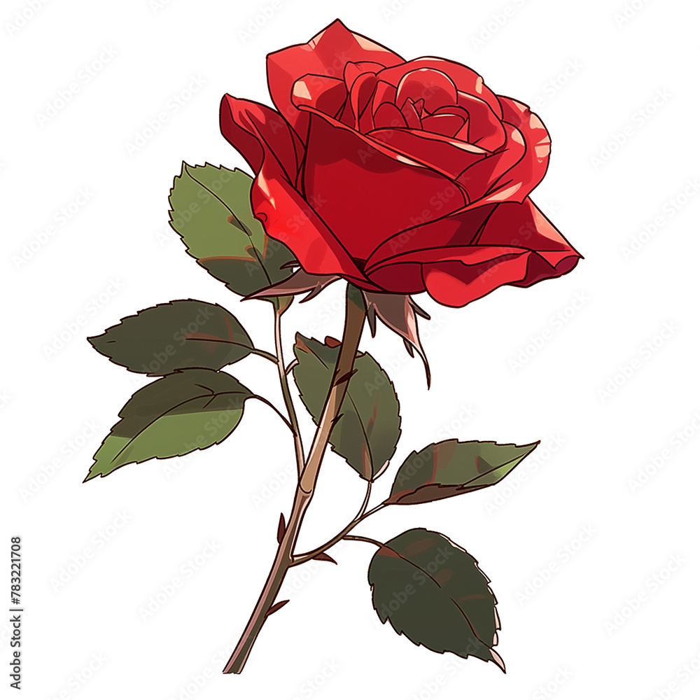 beautiful flower illust drawing red rose on PNG image with transparent ...