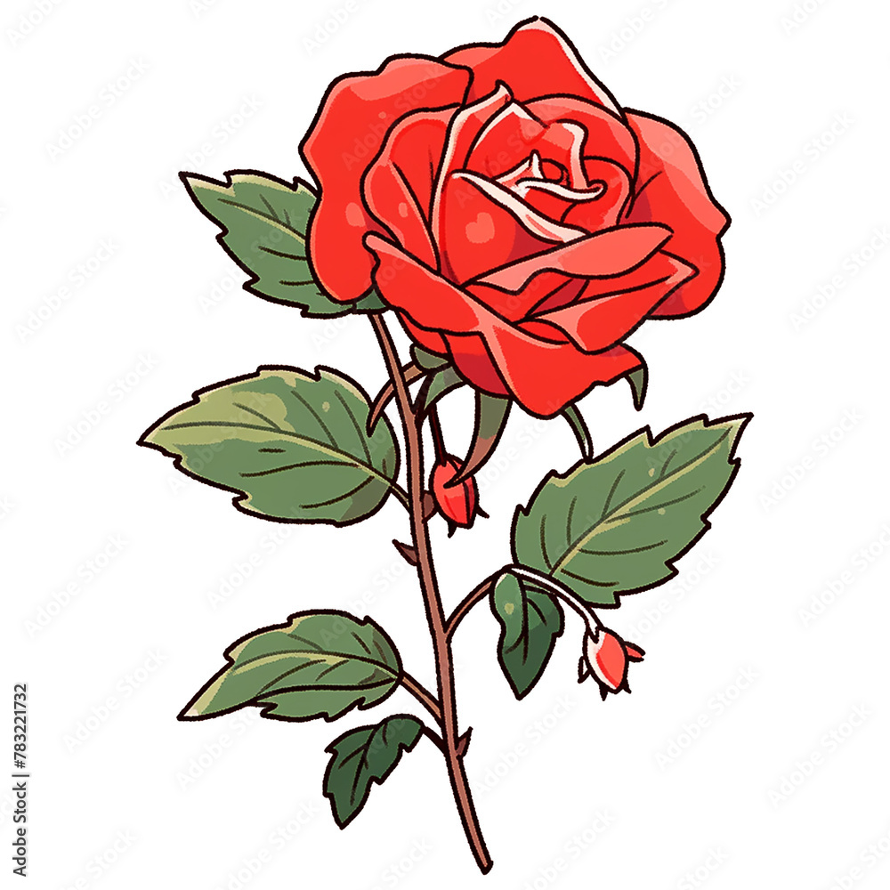 beautiful flower illust drawing red rose on PNG image with transparent ...