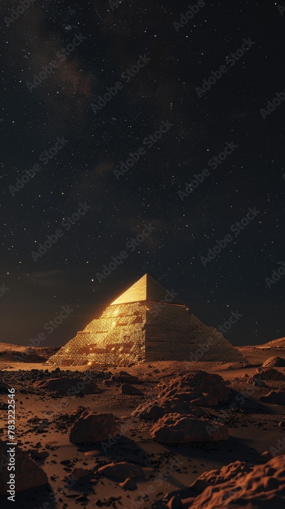 An otherworldly construction site on Mars, where aliens build a pyramid ...