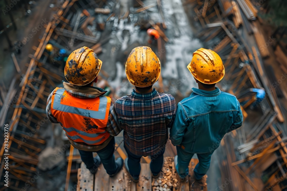 Teamwork at Heights: Construction Unity. Concept Safety Harness ...