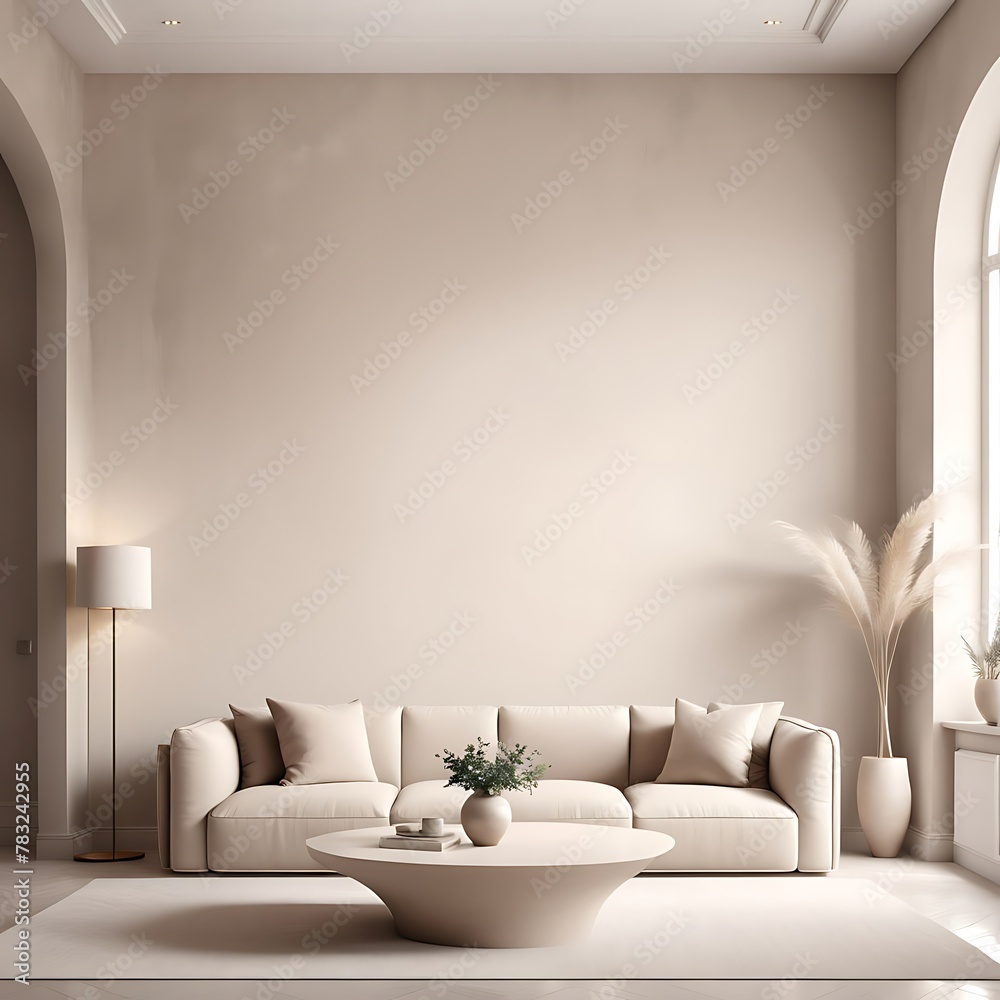 Light beige living room - modern interior hall and furniture design ...