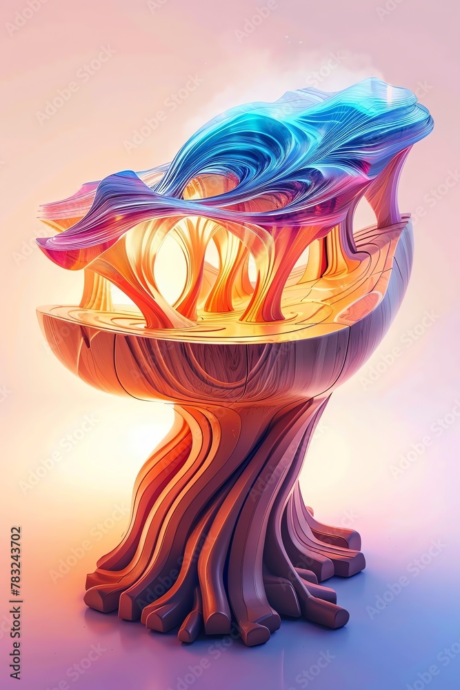 Craft a captivating clay sculpture that visualizes the intricate waves ...