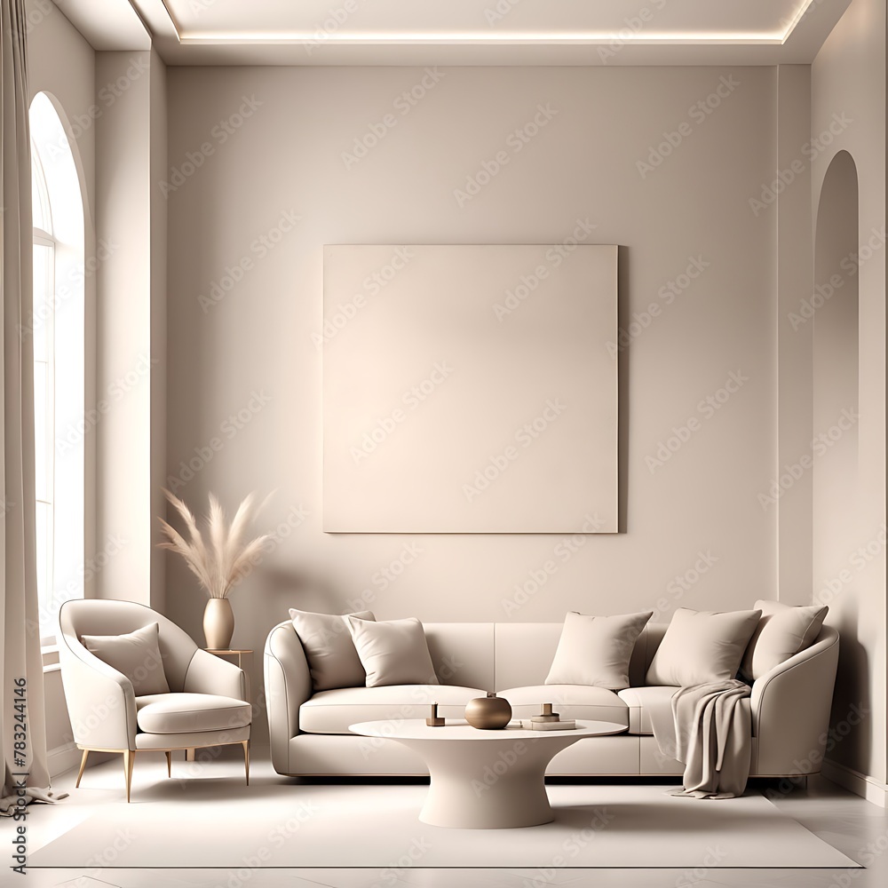 Light beige living room - modern interior hall and furniture design ...