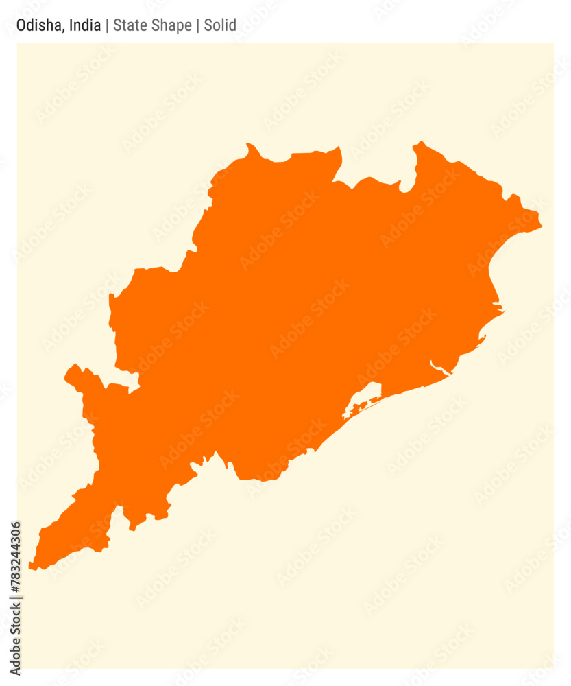 Odisha, India. Simple vector map. State shape. Solid style. Border of ...