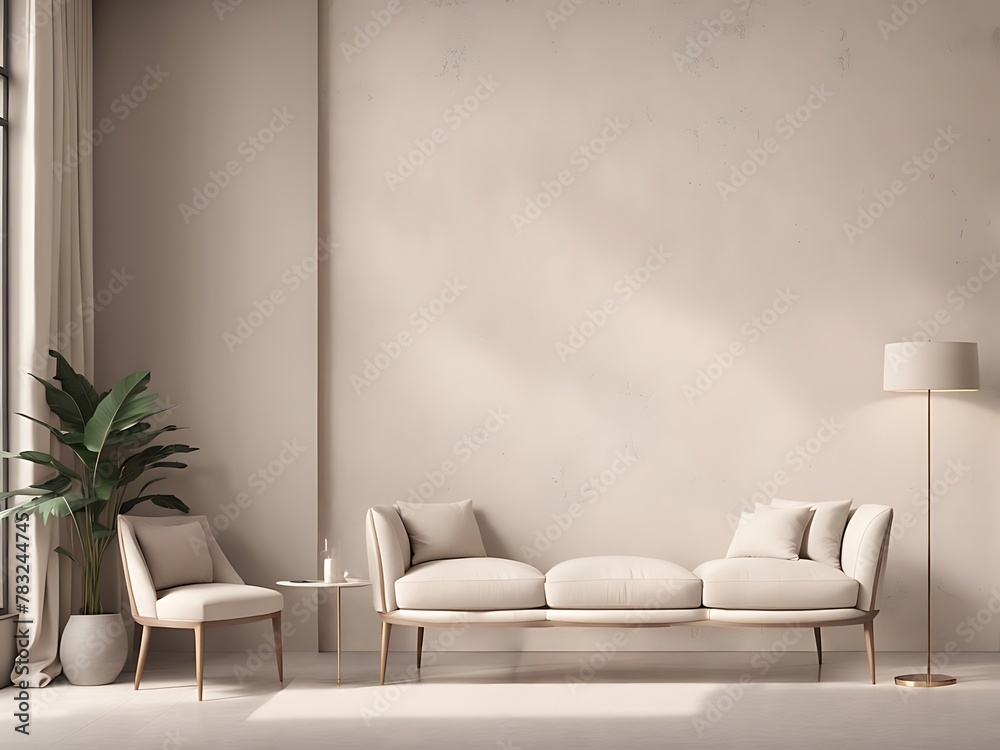 Light beige living room - modern interior hall and furniture design ...