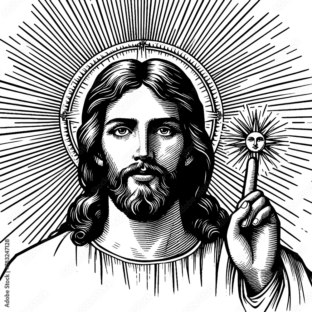 Jesus Christ bible religious christian character sketch engraving ...