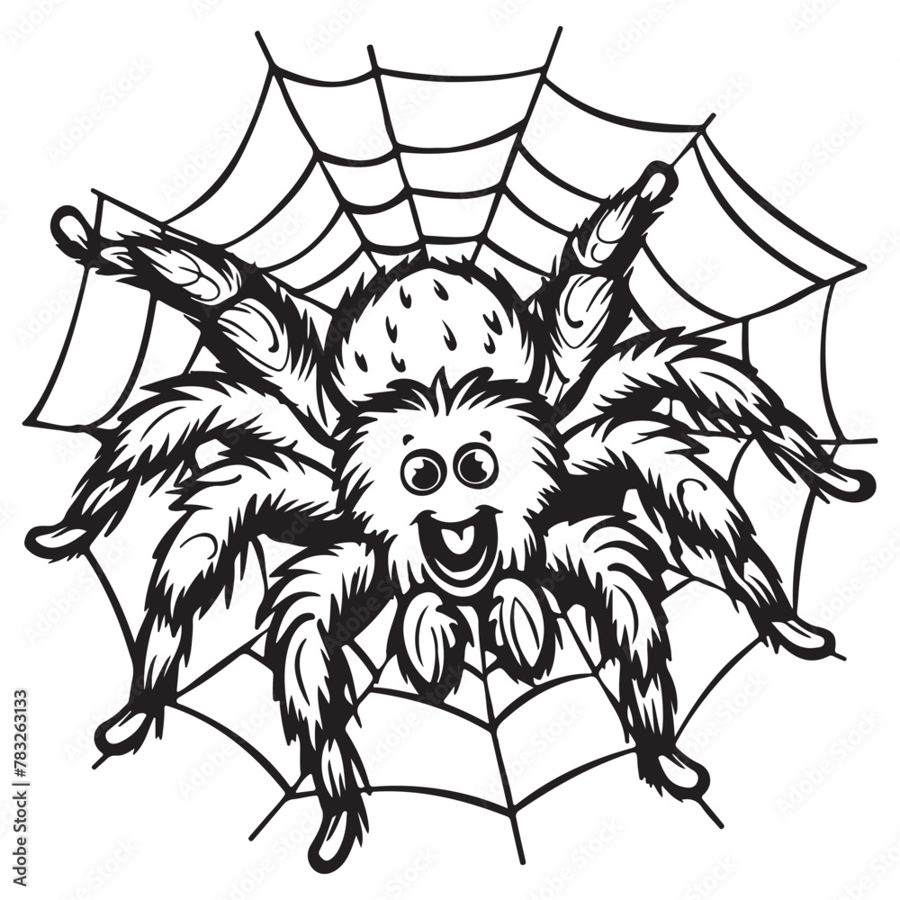 Spider logo icon line art for kids coloring book, vector illustration ...