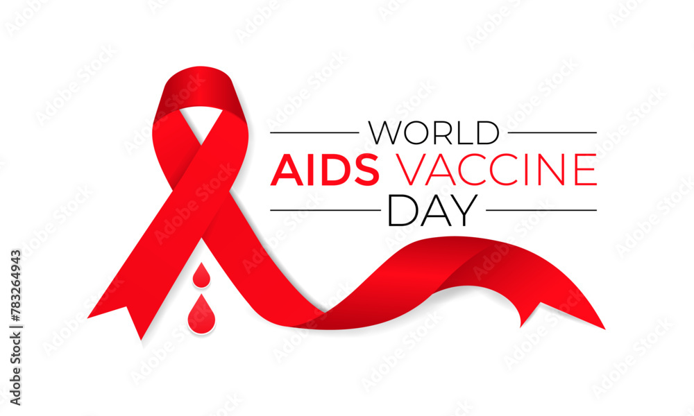 World aids vaccine day celebration. Red AIDS Ribbon and HIV vaccine ...