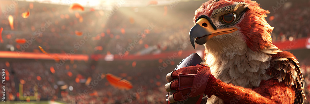 Hawk Holding a Football in a Stadium Stock Illustration | Adobe Stock